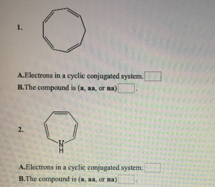 Solved For each of the species below, identify any cyclic | Chegg.com