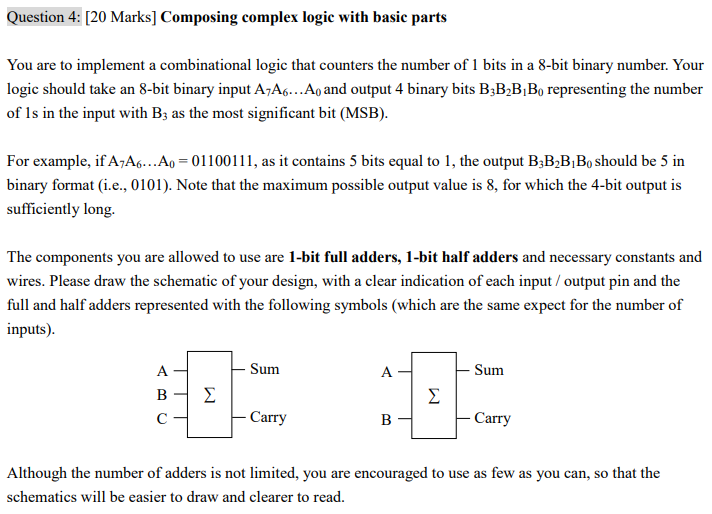 Solved Question 4: [20 Marks] Composing complex logic with | Chegg.com