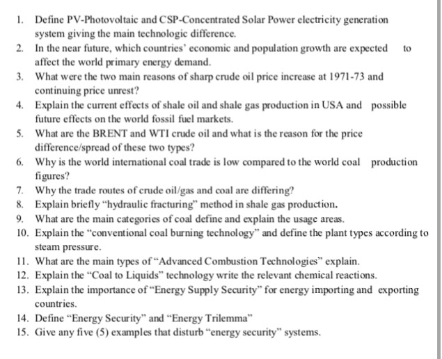 Solved . Define PV-Photovoltaic and CSP-Concentrated Solar | Chegg.com