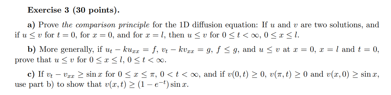 Solved Exercise 3 (30 points). a) Prove the comparison | Chegg.com