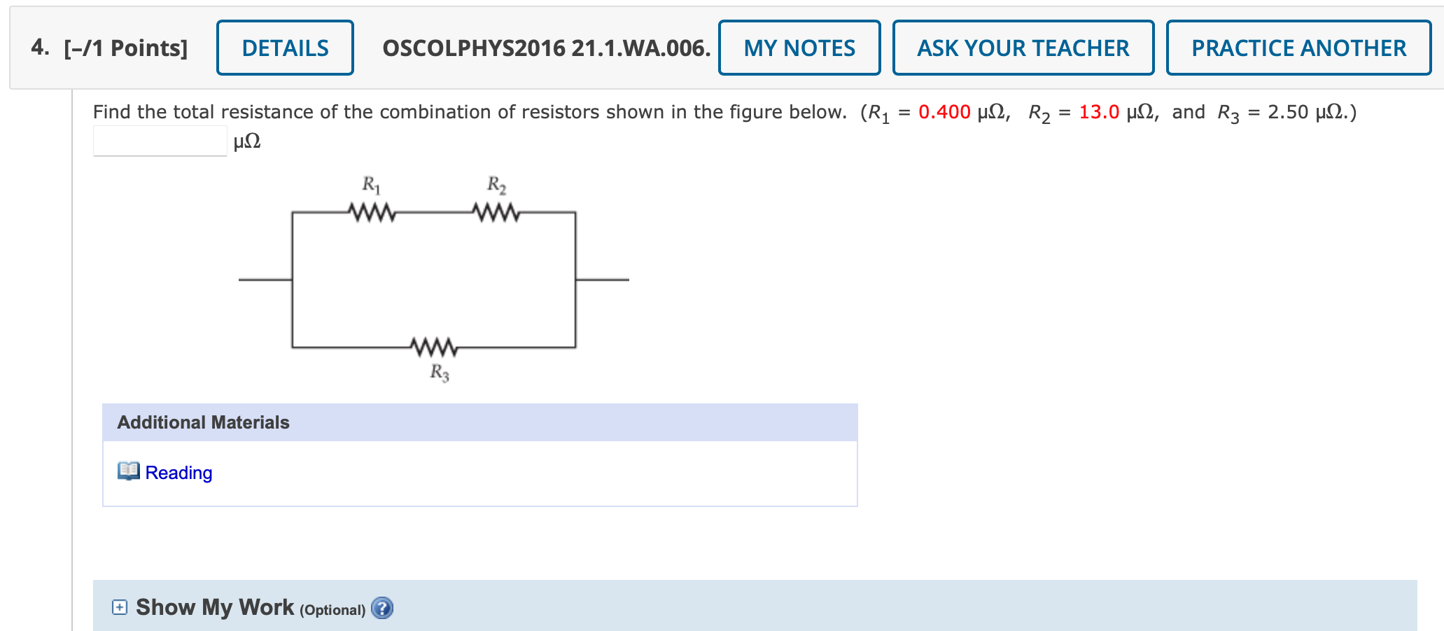 Solved 4. [-/1 Points] DETAILS Find the total resistance of | Chegg.com