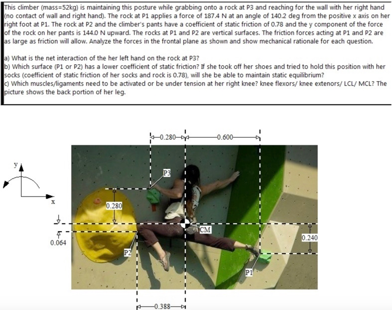This climber (mass=52kg) is maintaining this posture | Chegg.com