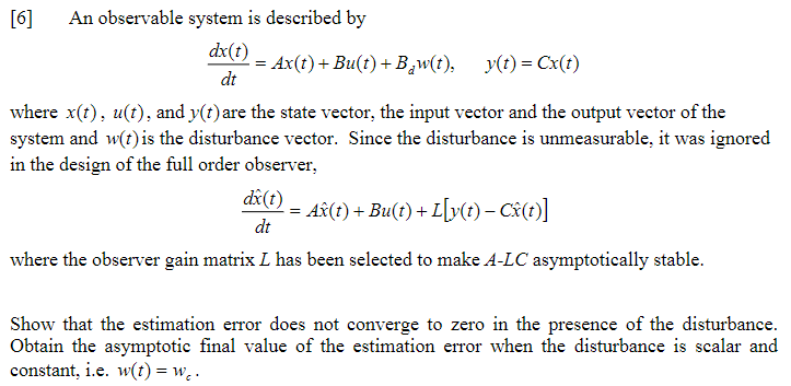 Solved [6] An observable system is described by | Chegg.com