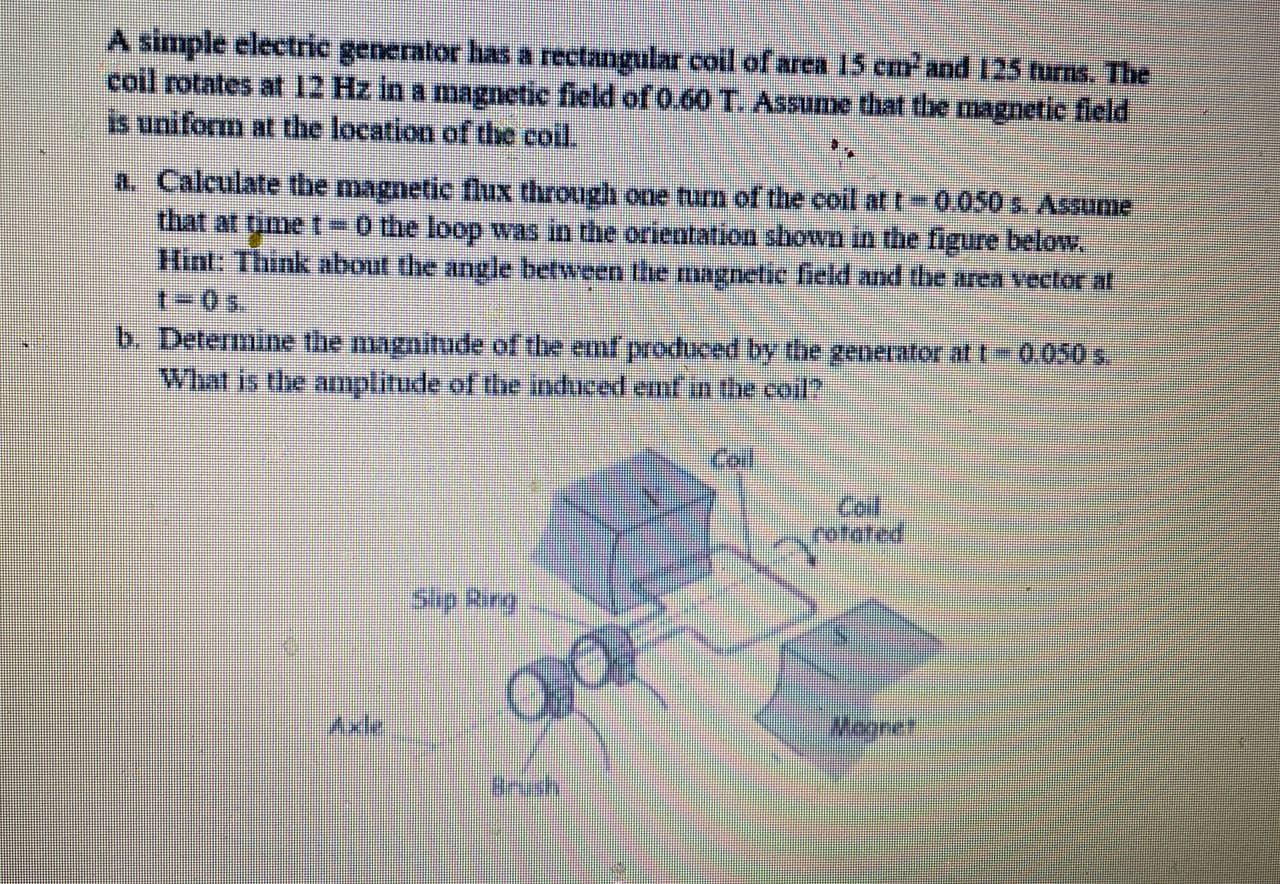 Solved A simple electric generator has a rectangular coil of | Chegg.com