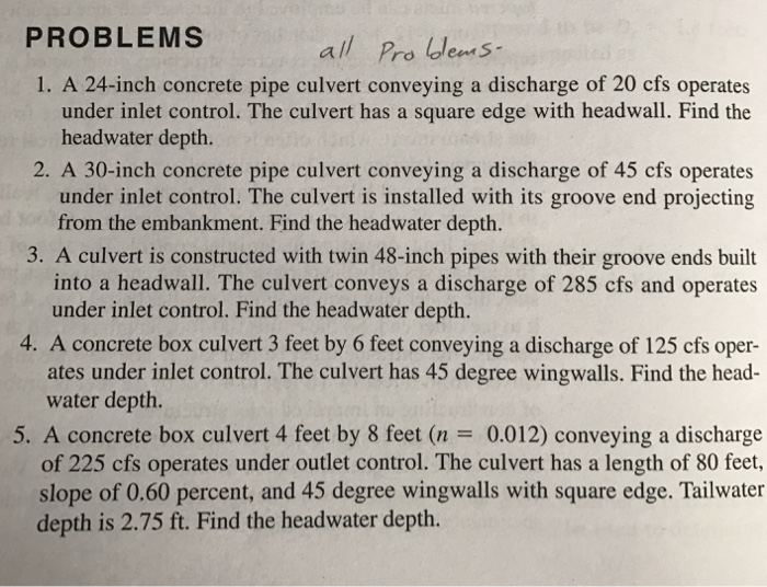 A 24-inch concrete pipe culvert conveying a discharge | Chegg.com