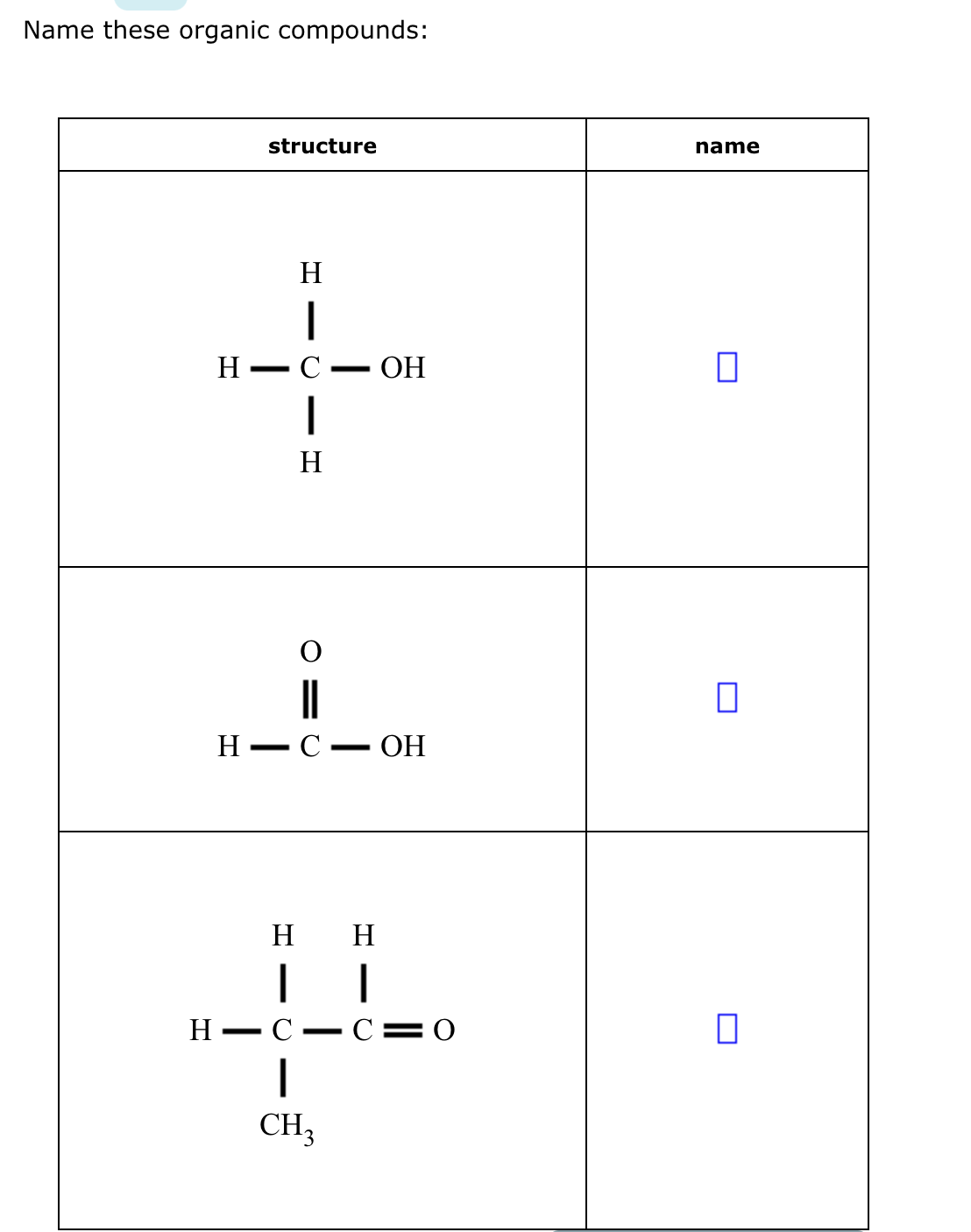 Solved Name these organic compounds: \begin{tabular}{|c|c|} | Chegg.com