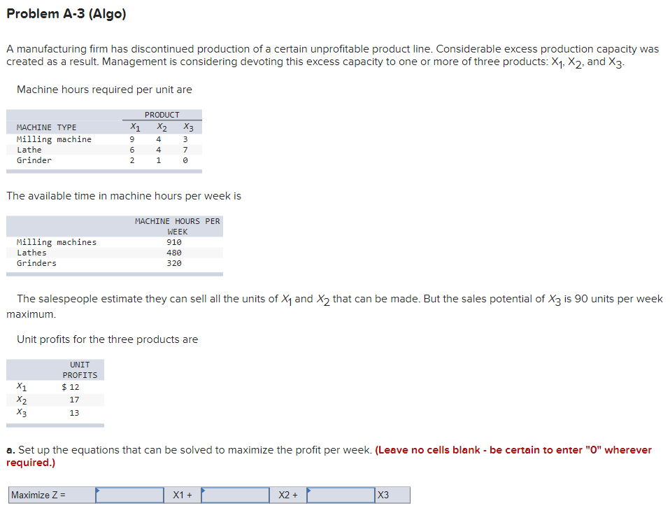 Solved Problem A-3 (Algo)A manufacturing firm has | Chegg.com