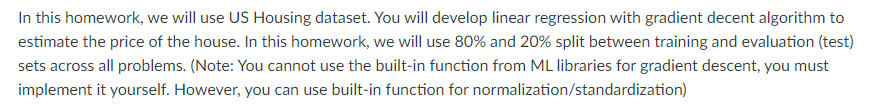 Solved In this homework, we will use US Housing dataset. You | Chegg.com