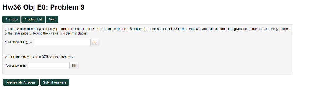 Solved Hw36 Obj E8: Problem 9 Previous Problem List Next (1 | Chegg.com