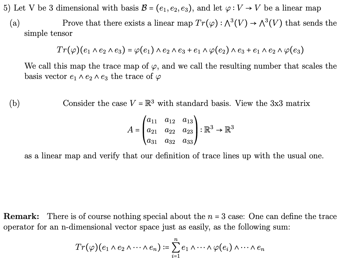 Solved 5) Let V be 3 dimensional with basis B=(e1,e2,e3), | Chegg.com