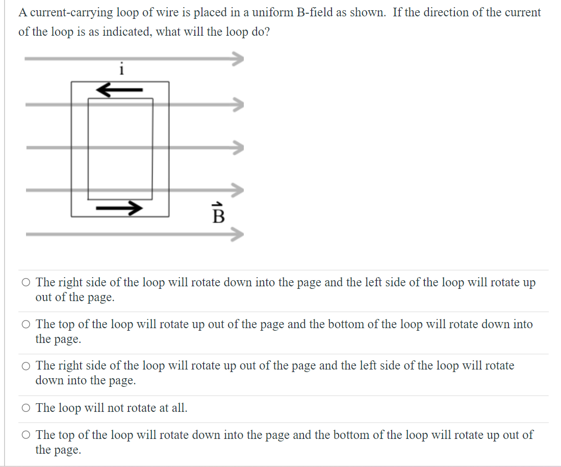 Solved A current-carrying loop of wire is placed in a | Chegg.com