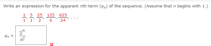 Solved Write an expression for the apparent nth term ( an ) | Chegg.com