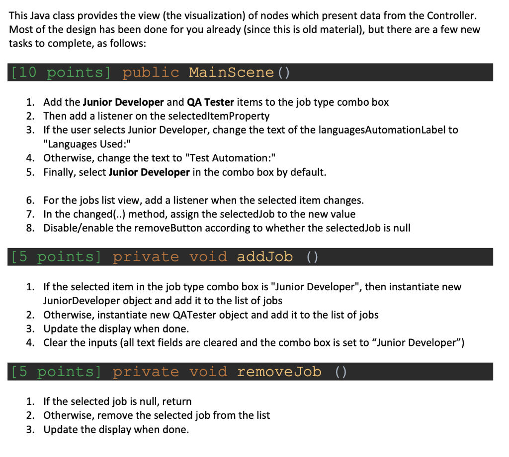 Solved This Java class provides the view (the visualization) | Chegg.com