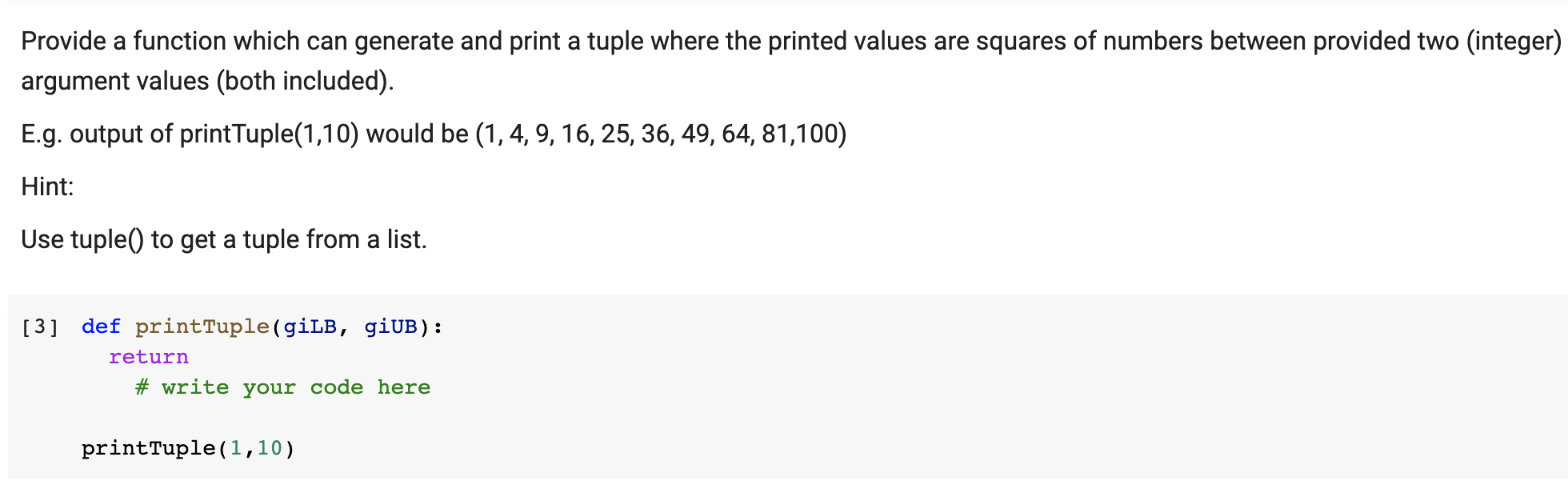 Solved Provide a function which can generate and print a | Chegg.com