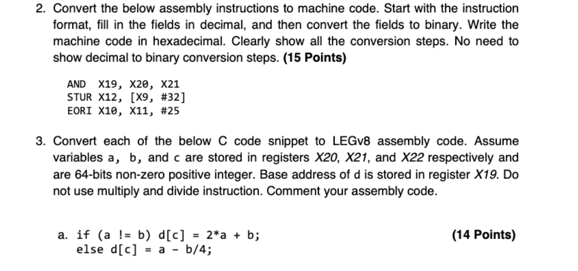 Solved 2. Convert the below assembly instructions to machine | Chegg.com