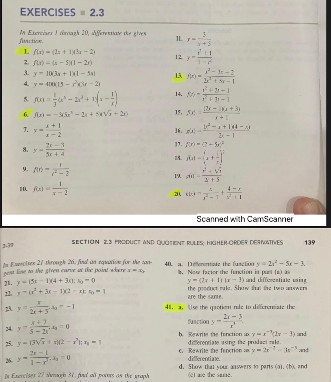 Solved In Exercises I through 20, differentiate the given | Chegg.com