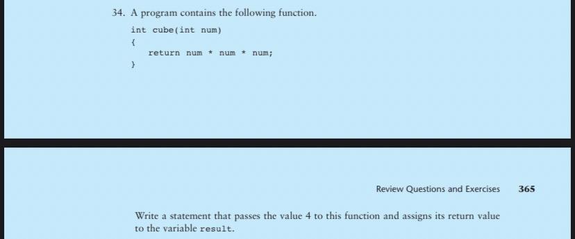 Solved 34. A program contains the following function. int | Chegg.com