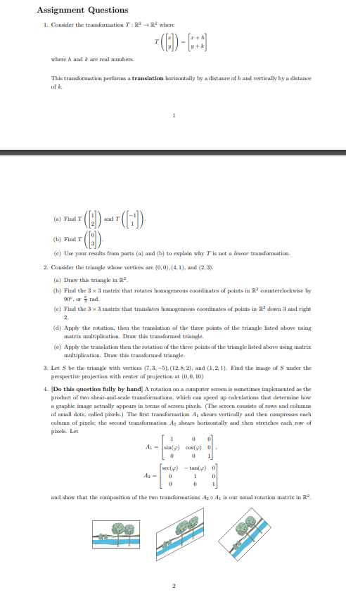 Solved Assignment QuestionsConsider the transformation | Chegg.com