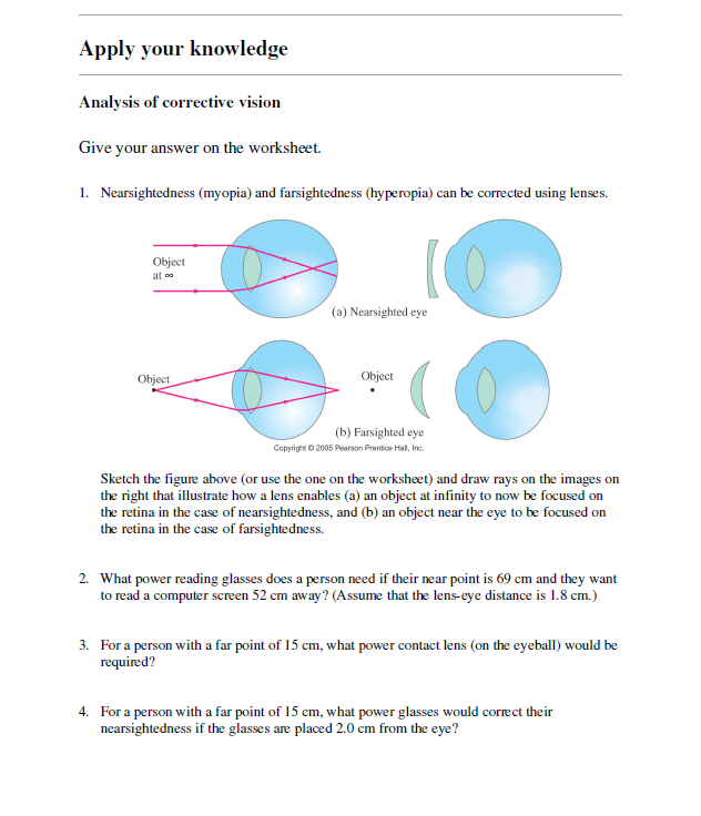Solved Apply your knowledge Analysis of corrective vision | Chegg.com