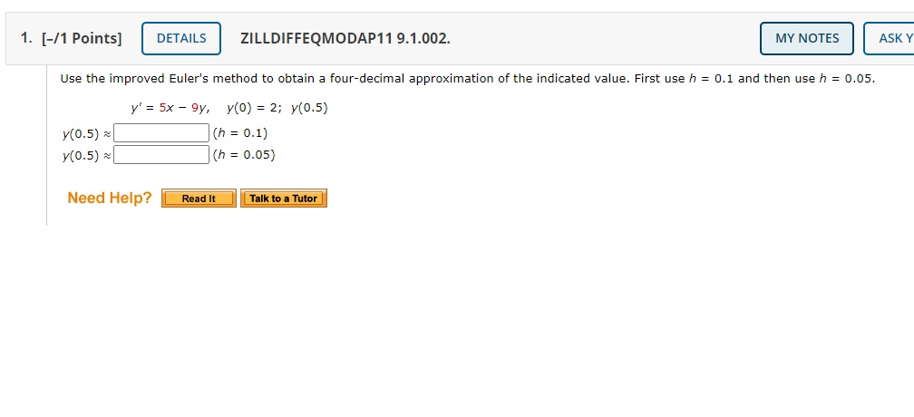 Solved 1. [-/1 Points] DETAILS ZILLDIFFEQMODAP11 9.1.002. MY | Chegg.com