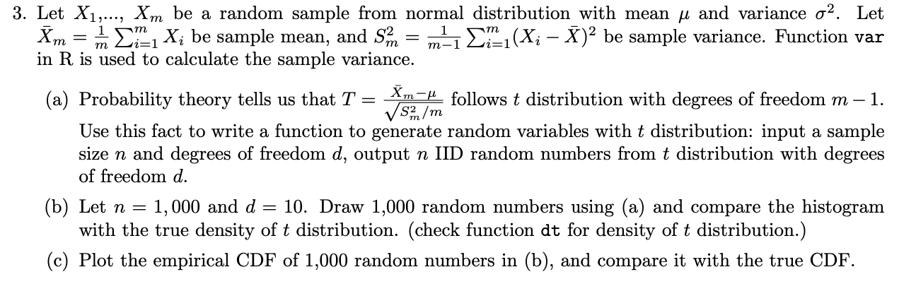 Solved Let X1,…,Xm be a random sample from normal | Chegg.com