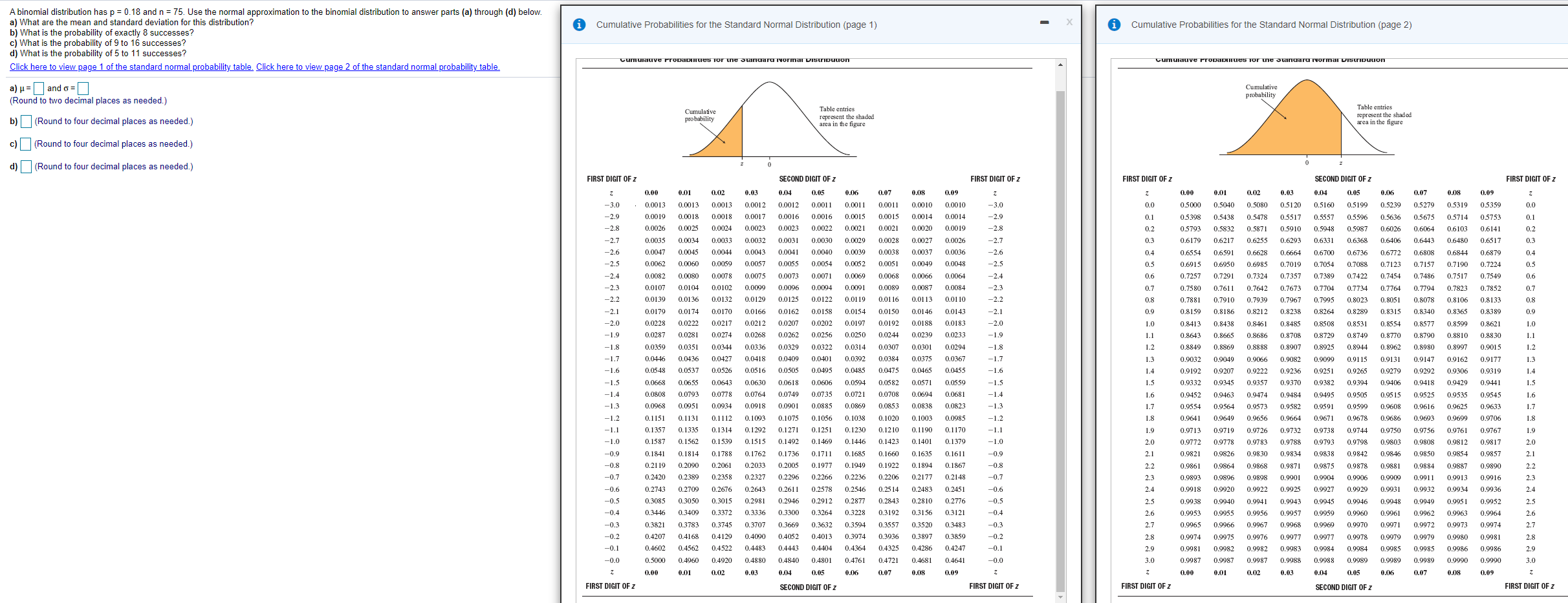 Solved Cumulative Probabilities for the Standard Normal | Chegg.com
