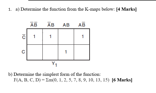 Solved 1. a) Determine the function from the K-maps below: | Chegg.com