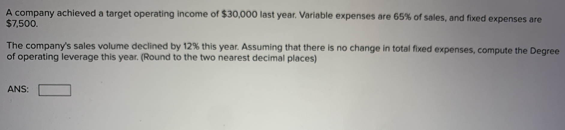 Solved A company achieved a target operating income of | Chegg.com