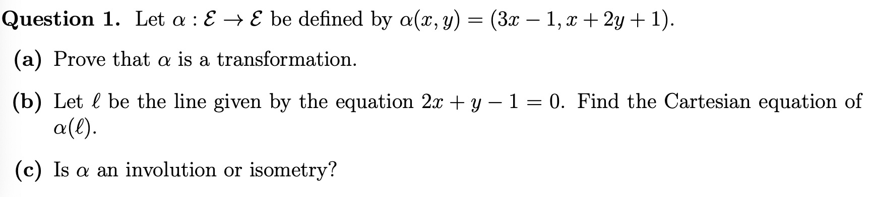 Solved Question 1. Let α:E→E be defined by | Chegg.com