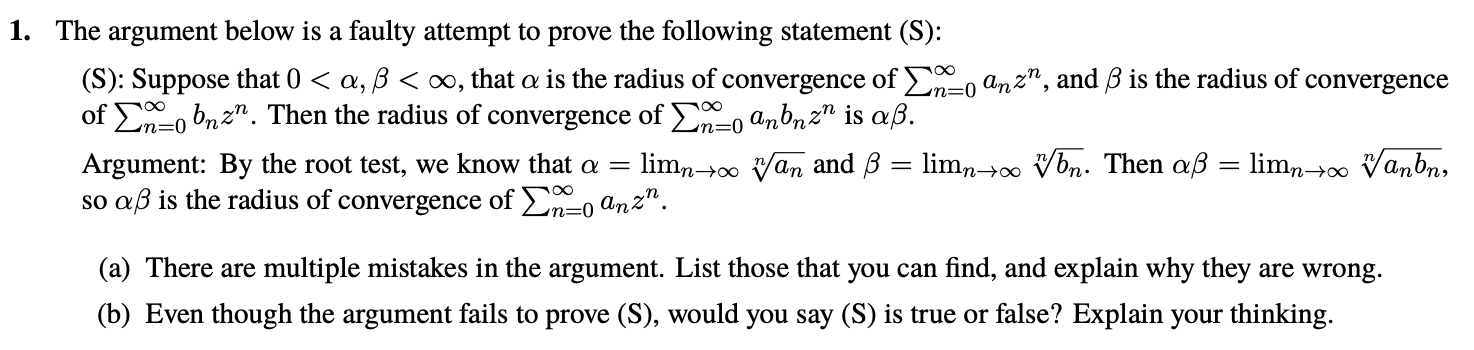 Solved 1. The argument below is a faulty attempt to prove | Chegg.com