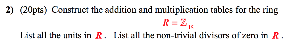 Solved 2) (20pts) Construct the addition and multiplication | Chegg.com