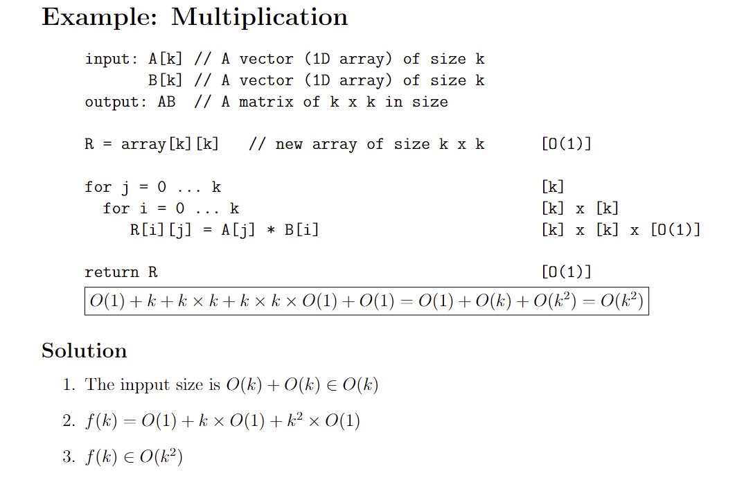 Solved 1. State the size of the input in big-Oh. For | Chegg.com