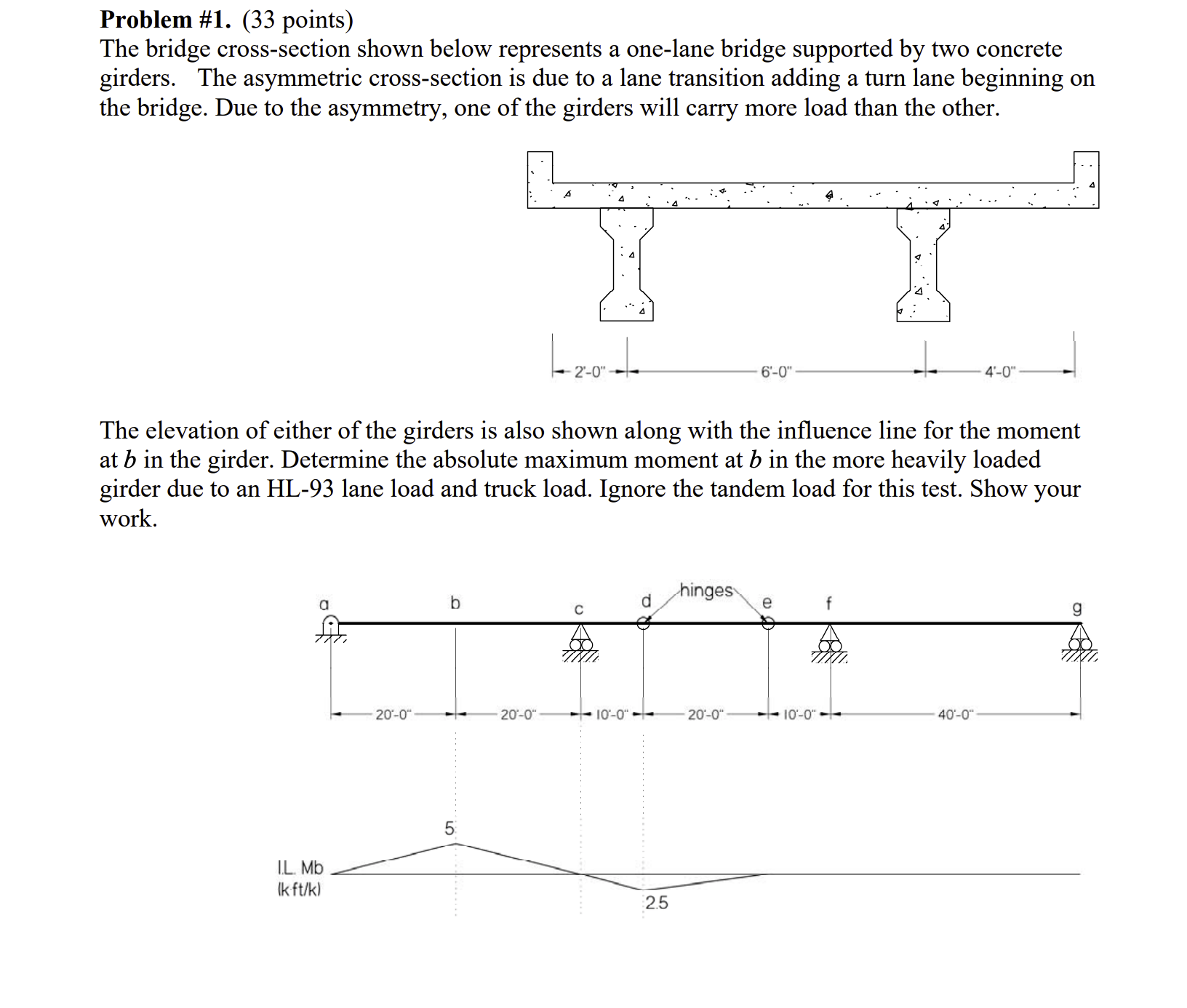 Solved Problem #1. (33 points) The bridge cross-section | Chegg.com