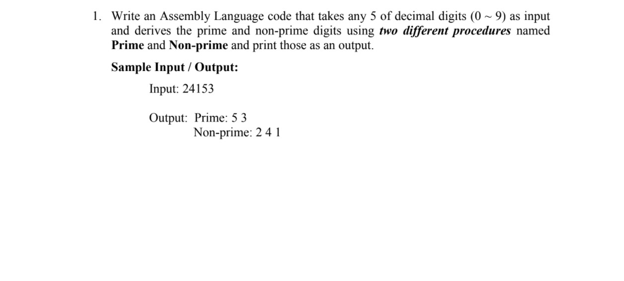 Solved 1 Write An Assembly Language Code That Takes Any 5 