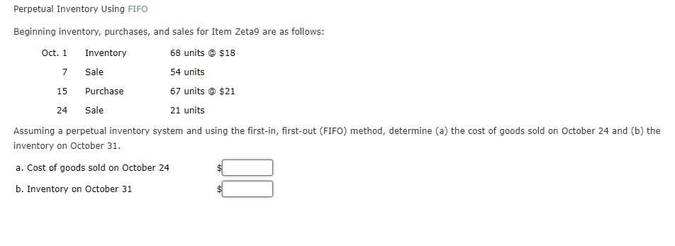 Solved Perpetual Inventory Using FIFO Beginning inventory, | Chegg.com