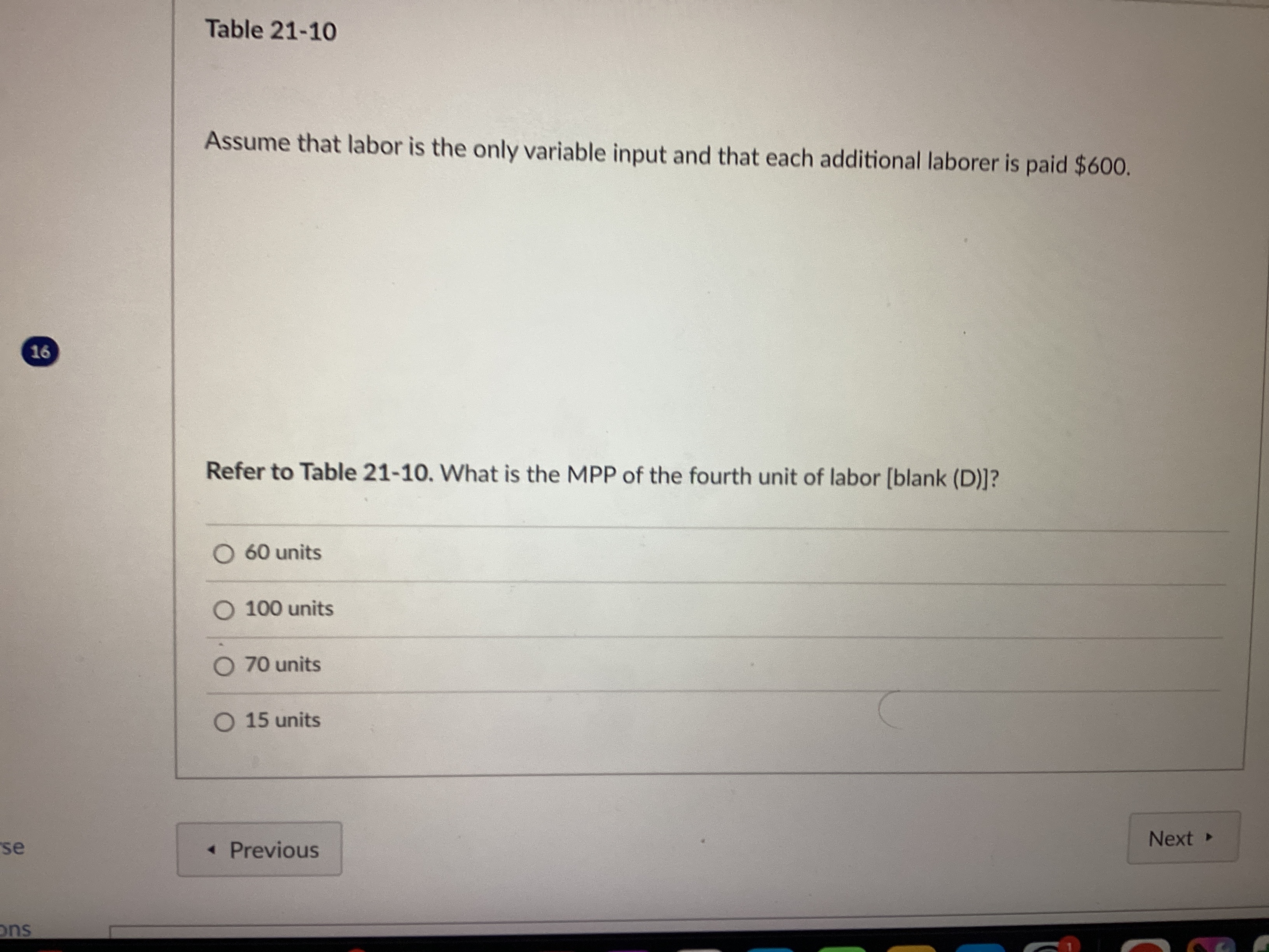 Solved Table 21-10Assume that labor is the only variable | Chegg.com