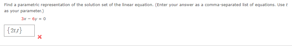 Solved Find A Parametric Representation Of The Solution Set