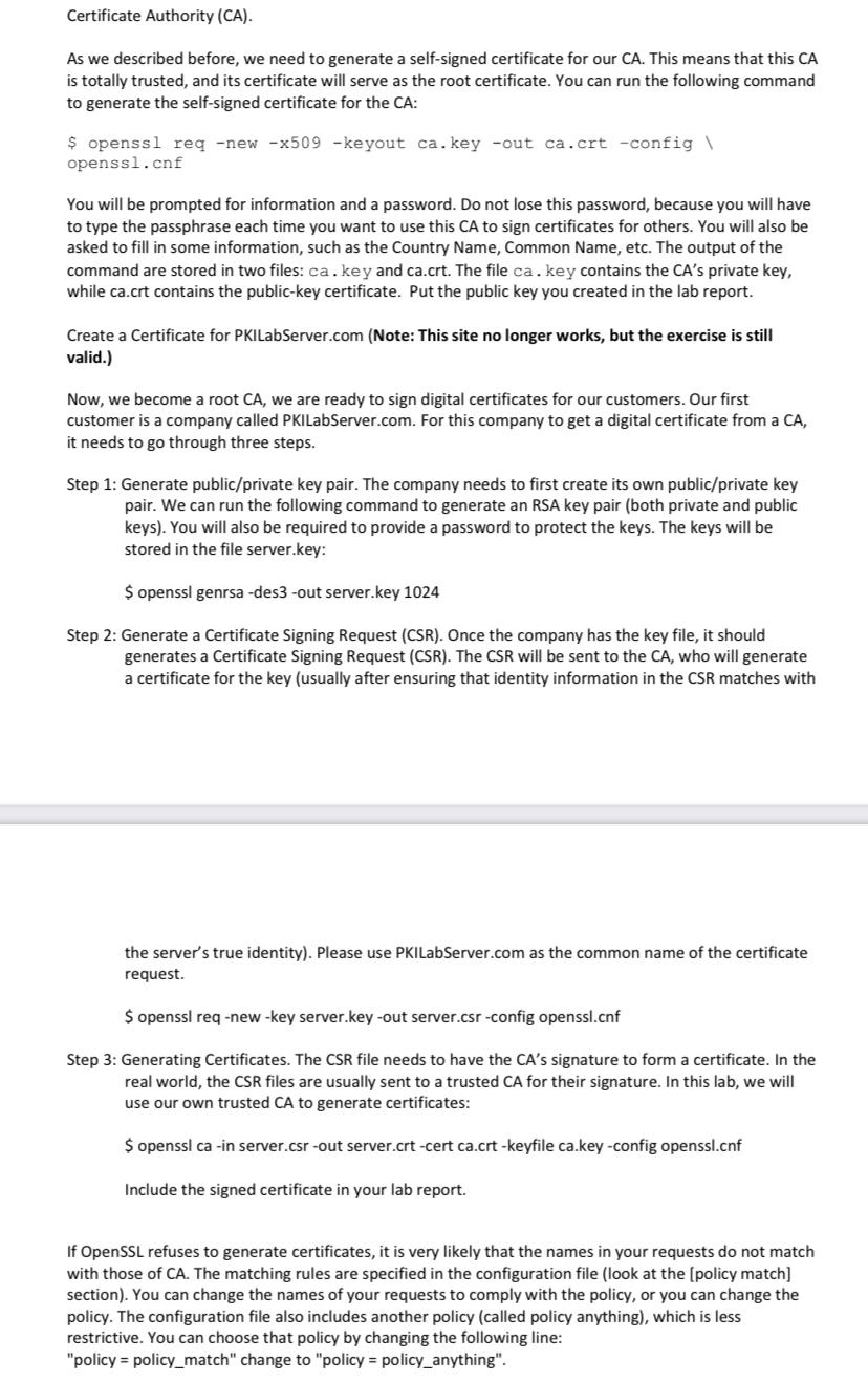 Solved 5 Become a Certificate Authority (CA) A Certificate | Chegg.com