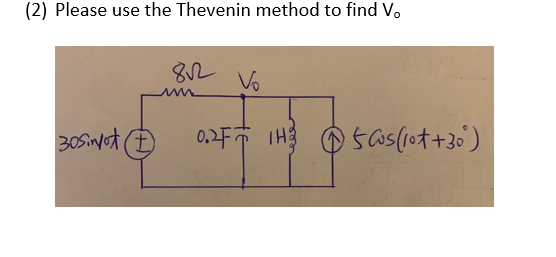 Solved (2) Please use the Thevenin method to find V. 8r Vo | Chegg.com