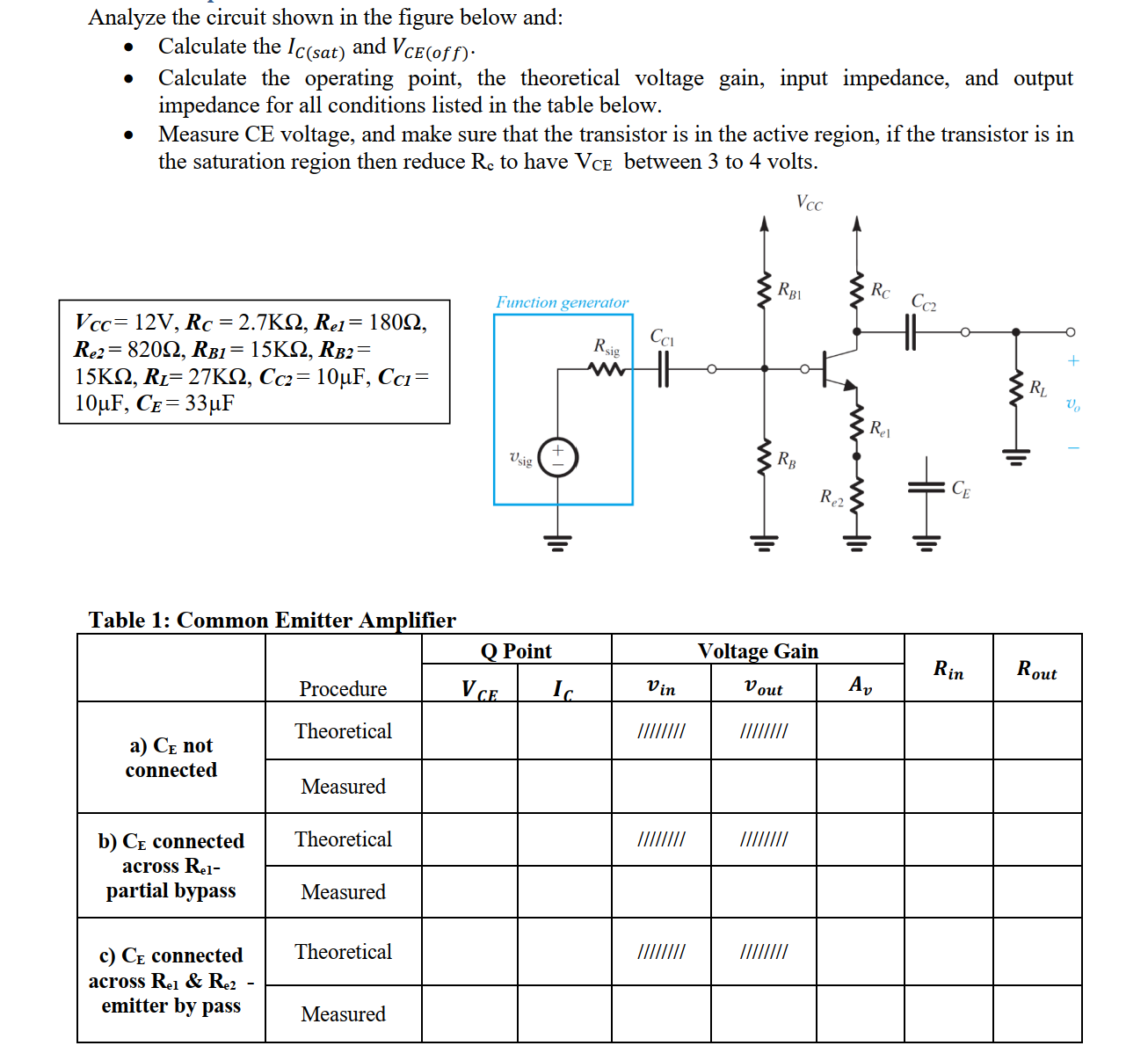 Solved SHOW ALL THEORETICAL CALCULATIONS:Analyze the circuit | Chegg.com