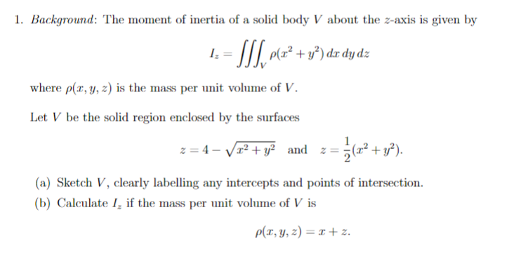 Solved 1. Background: The moment of inertia of a solid body | Chegg.com