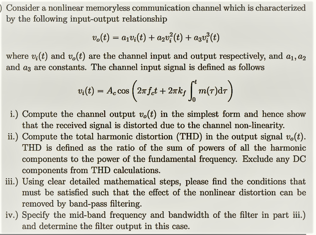 Solved Consider a nonlinear memoryless communication channel | Chegg.com