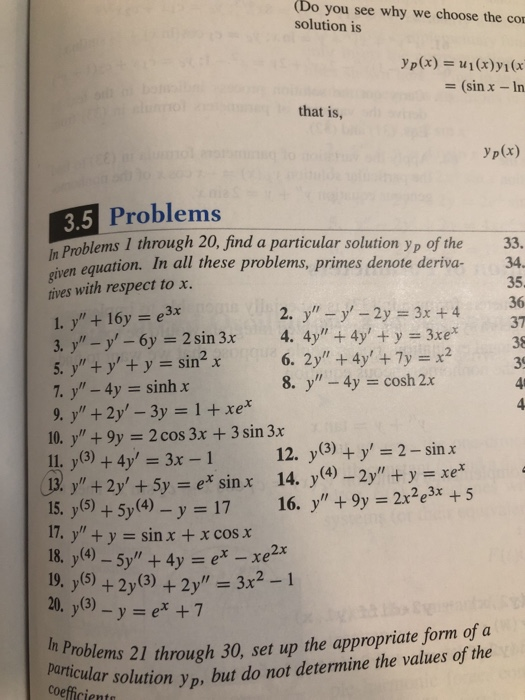 Solved (Do you see why we choose the co solution is (sin x | Chegg.com