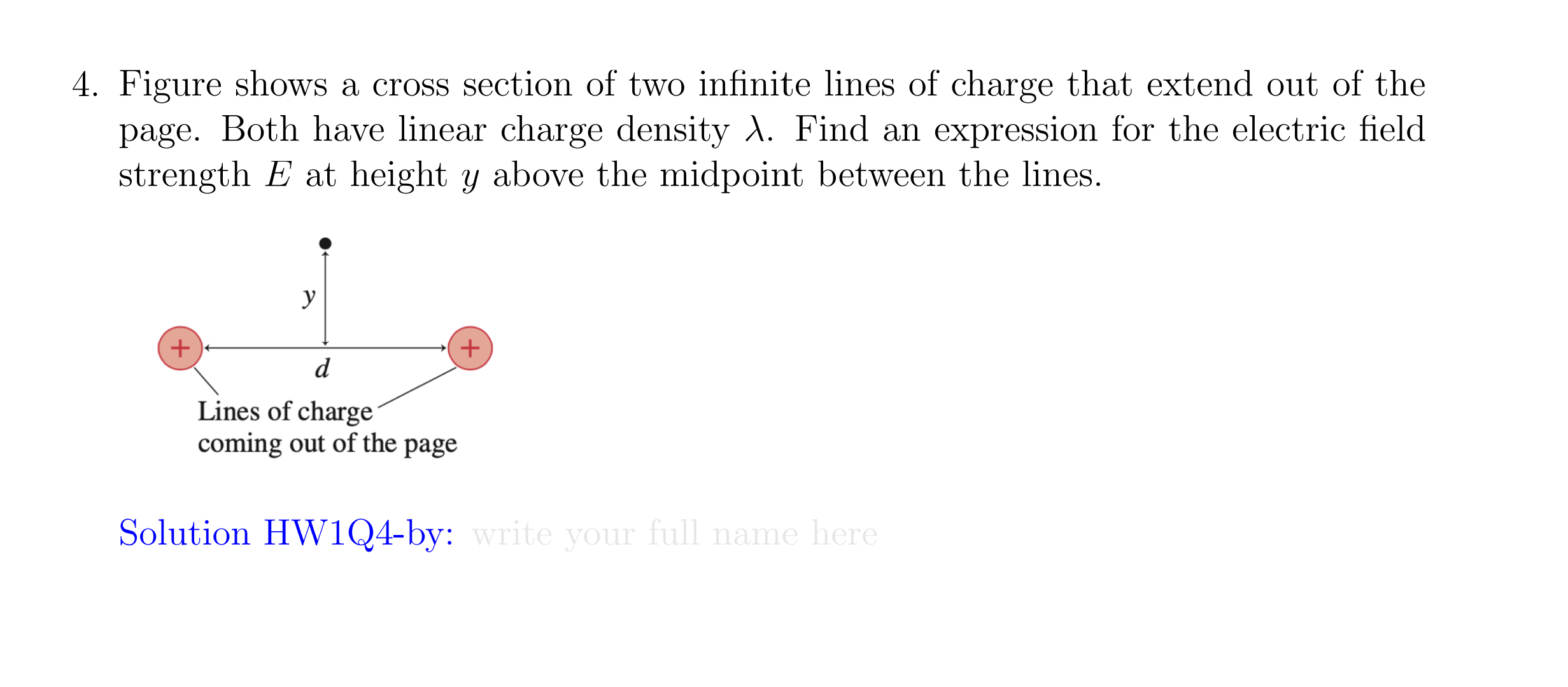 Solved 4. Figure shows a cross section of two infinite lines | Chegg.com