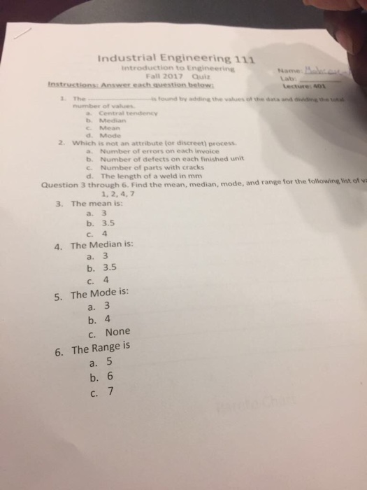 Solved Industrial Engineering 111 introduction to | Chegg.com