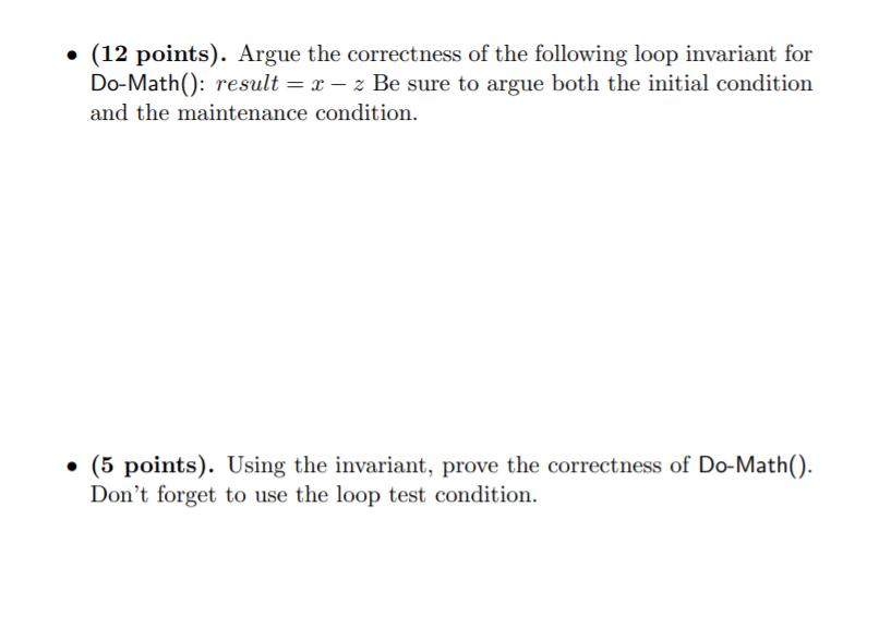Solved • (12 points). Argue the correctness of the following | Chegg.com