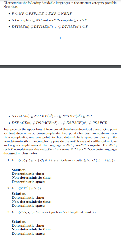 Solved Characterize the following decidable languages in the | Chegg.com