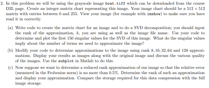 Solved In this problem we will be using the grayscale image | Chegg.com
