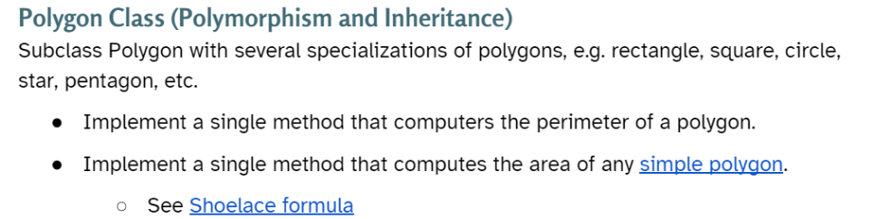 Polygon Class (Polymorphism and Inheritance) Subclass | Chegg.com