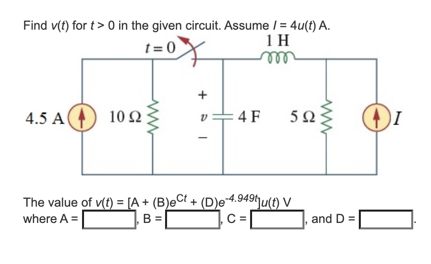 Solved Find v(t) for t> 0 in the given circuit. Assume / = | Chegg.com